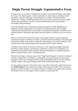 Single Parent Struggle Argumentative Essay.pdf