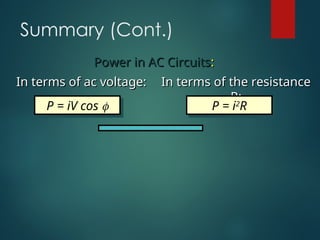 Single phase Alternating Current circuit | PPT