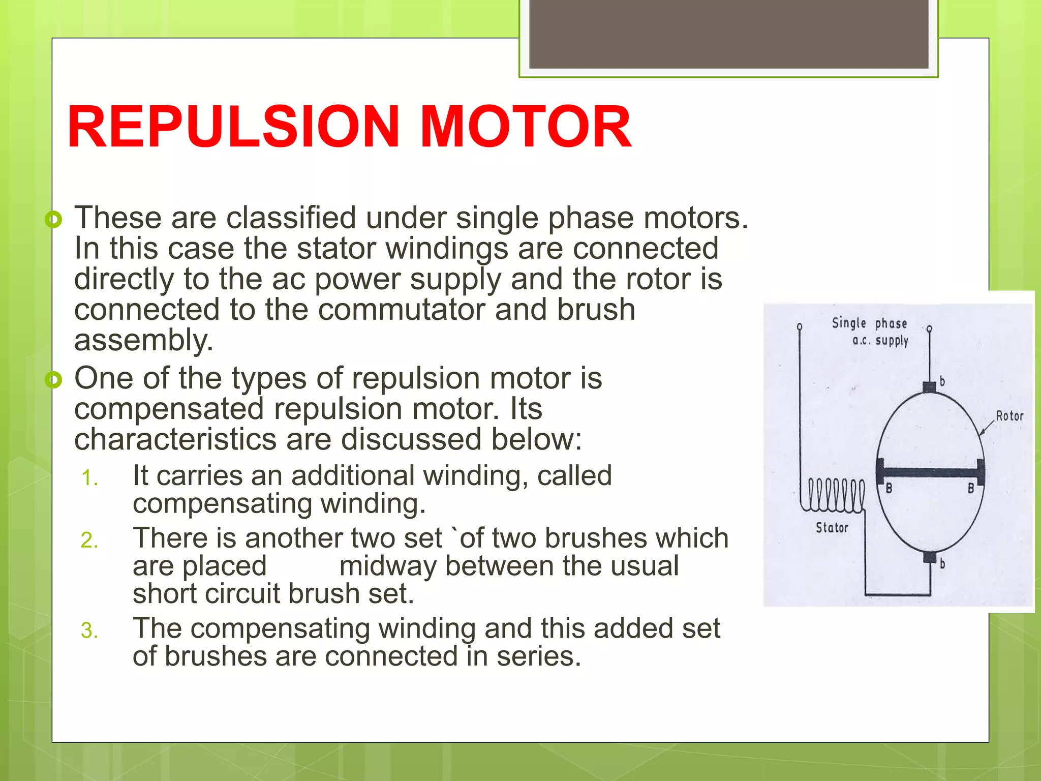 Single phase compensated motor | PPTX
