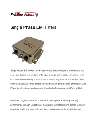 Single Phase EMI Filters : Premier Filters | PDF