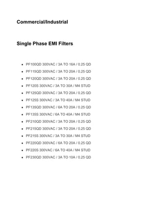 Single Phase EMI Filters : Premier Filters | PDF