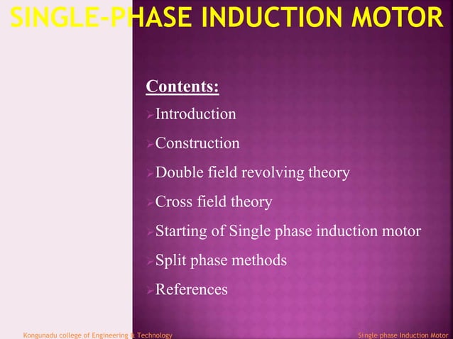 Single phase induction motor | PPTX | Physics | Science