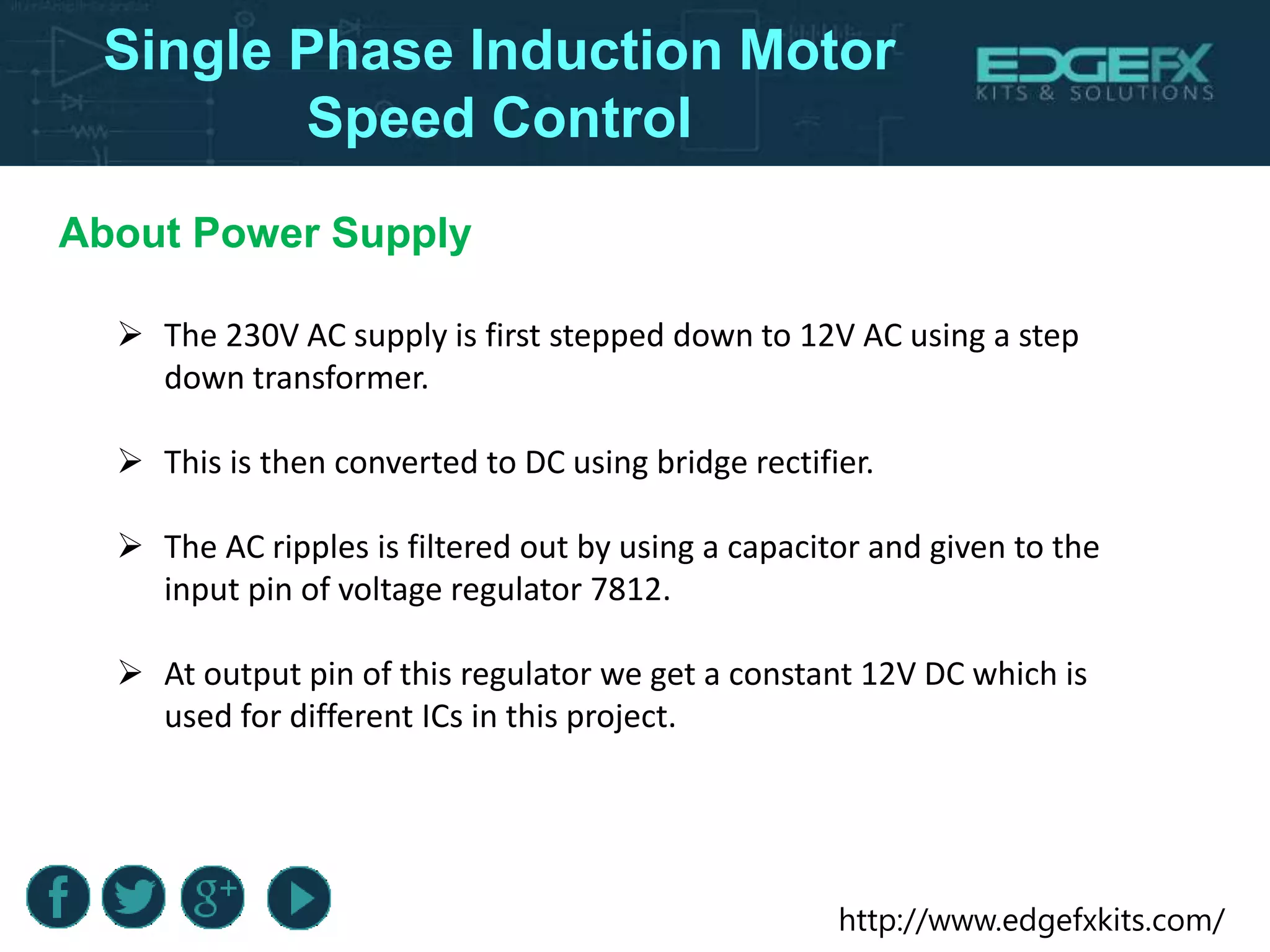 Single Phase Induction Motor Speed Control | PPTX