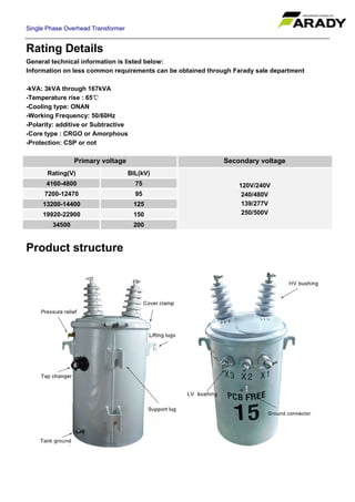 Single phase pole mounted transformer | PDF