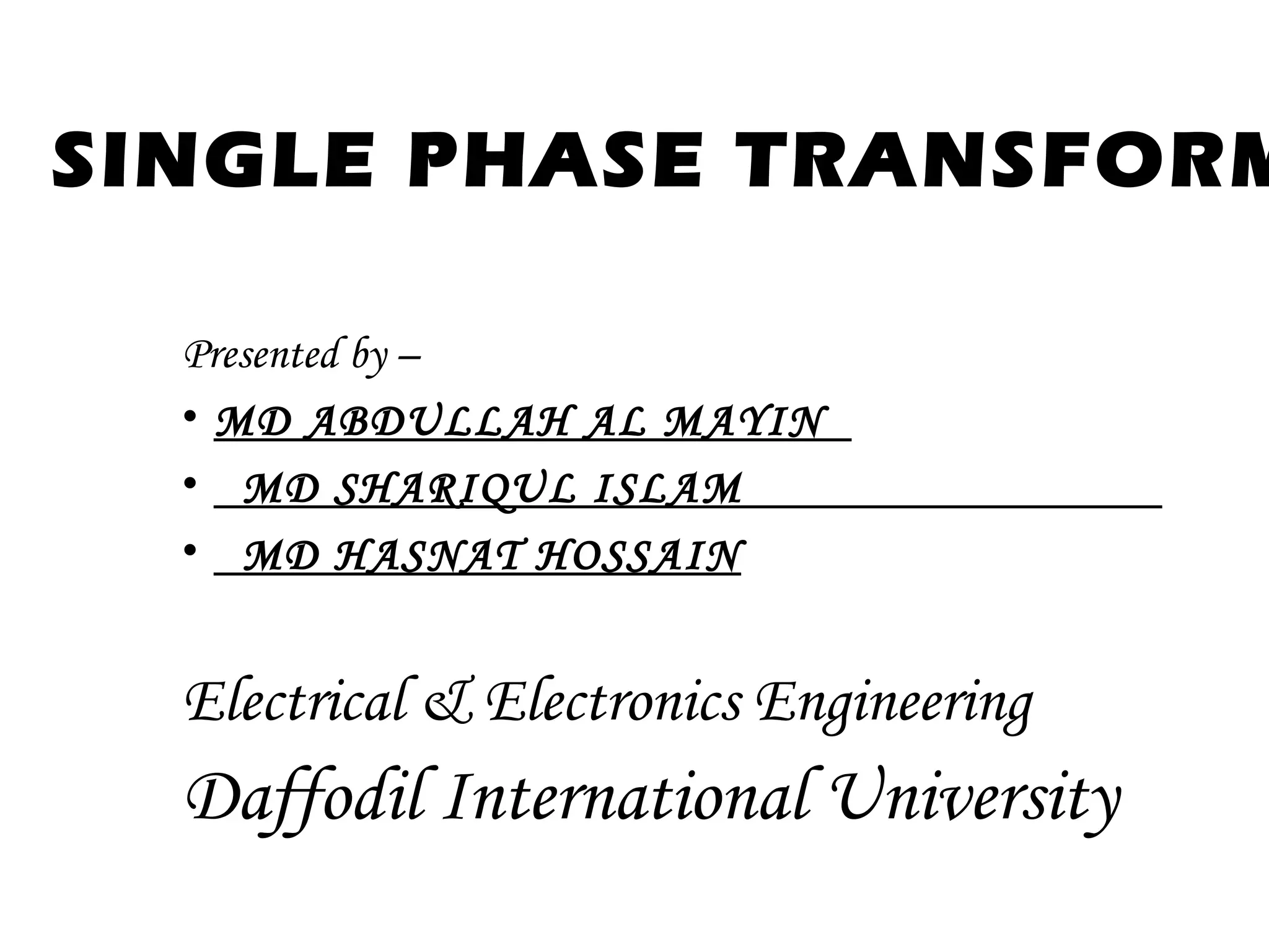 Single phase tansformer | PPT