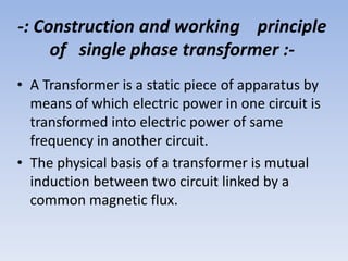 Single phase transformer | PPTX