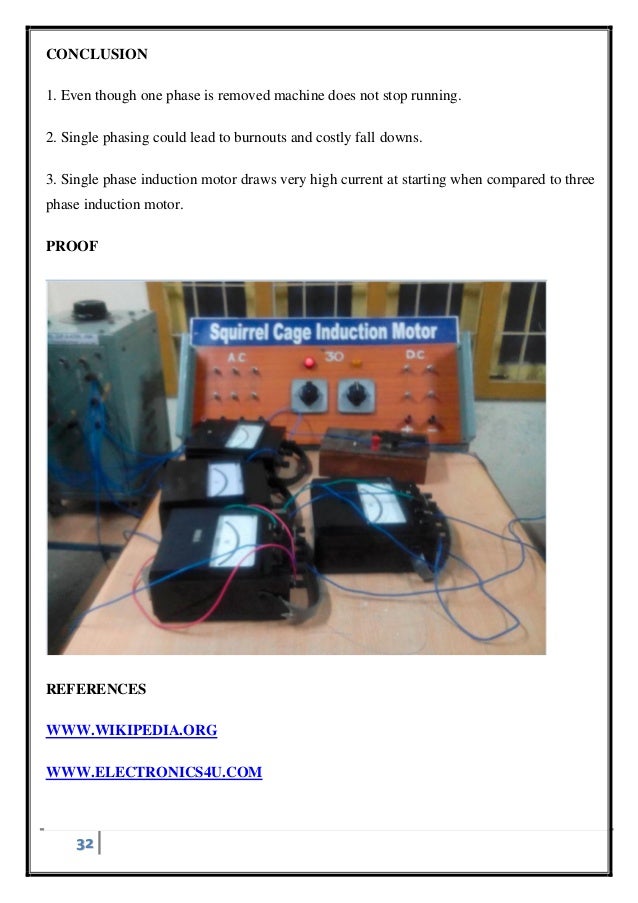 Single phasing of three phase induction motor