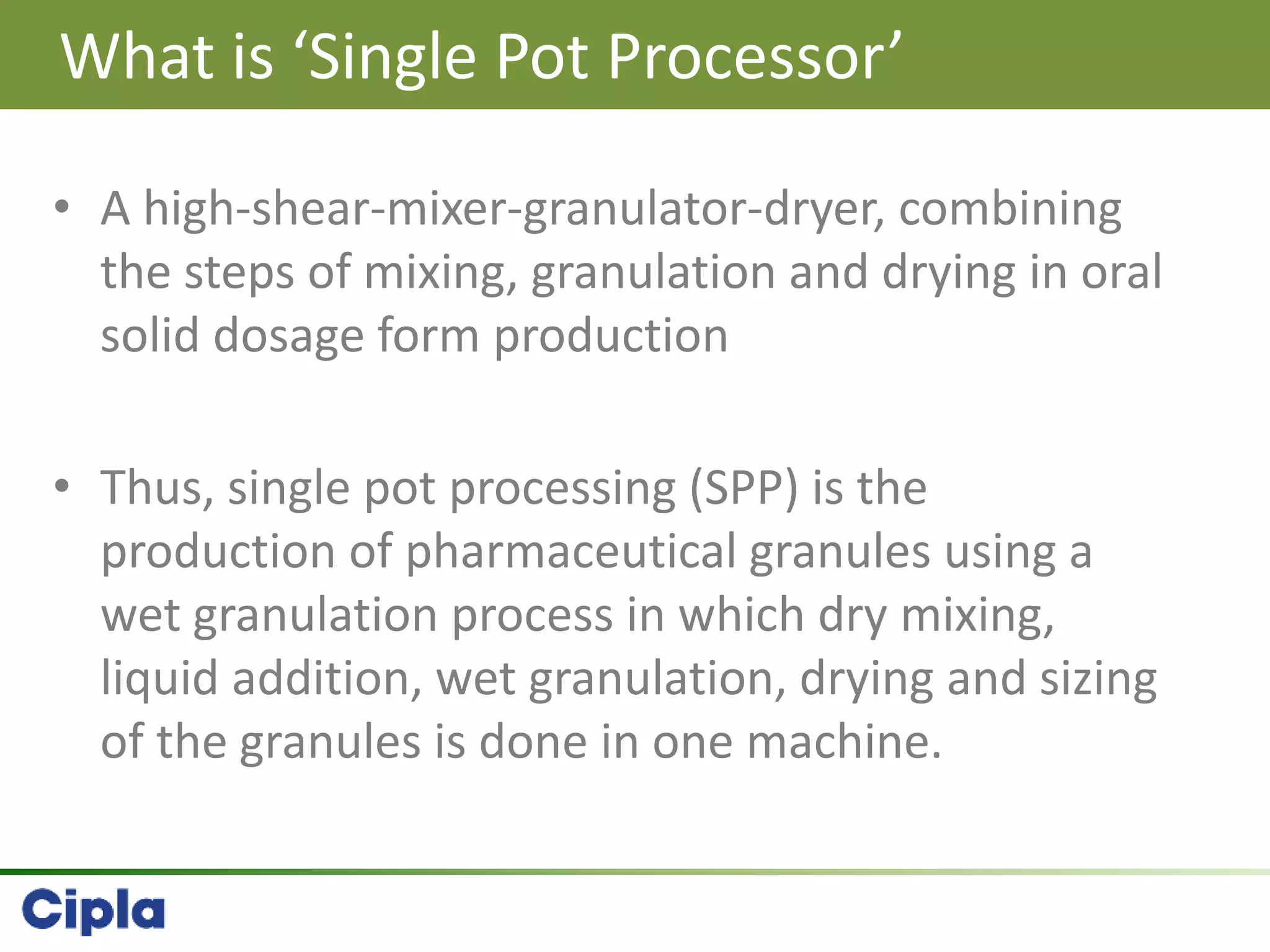 Single Pot Processor | PPTX