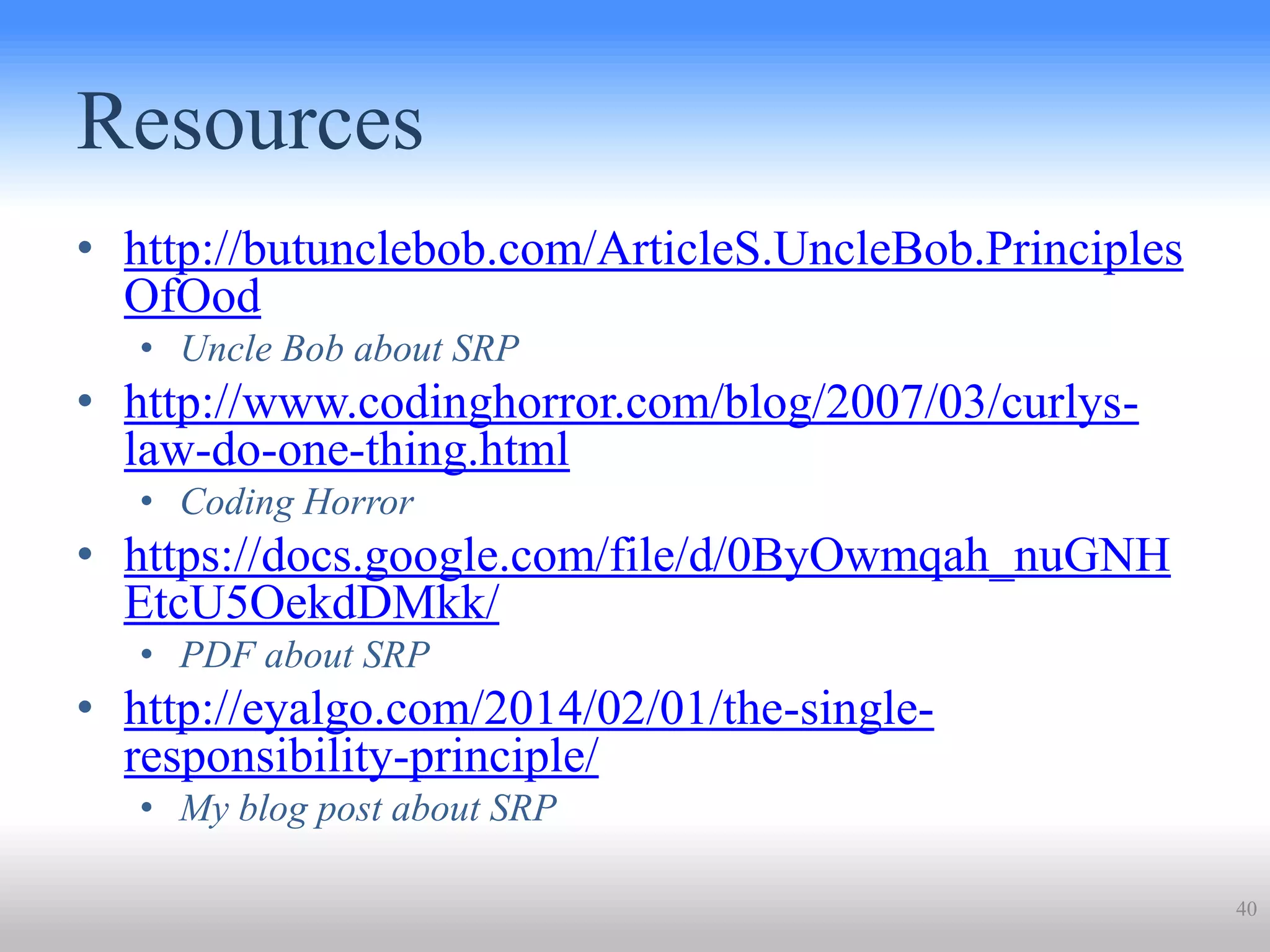 Single Responsibility Principle | PPT