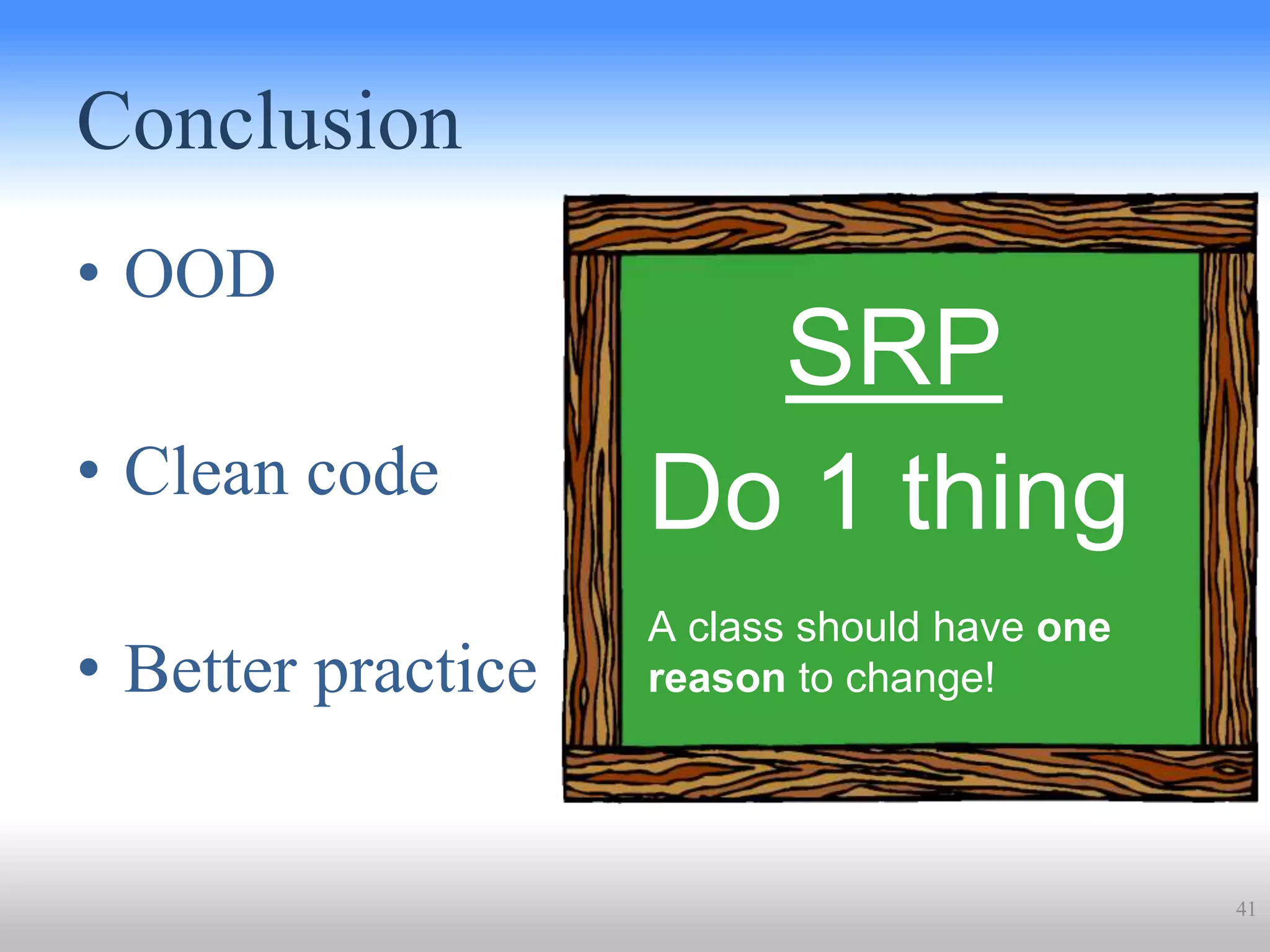 Single Responsibility Principle @ Clean Code Alliance Meetup | PPT