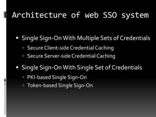 Web Single sign on system | PPT