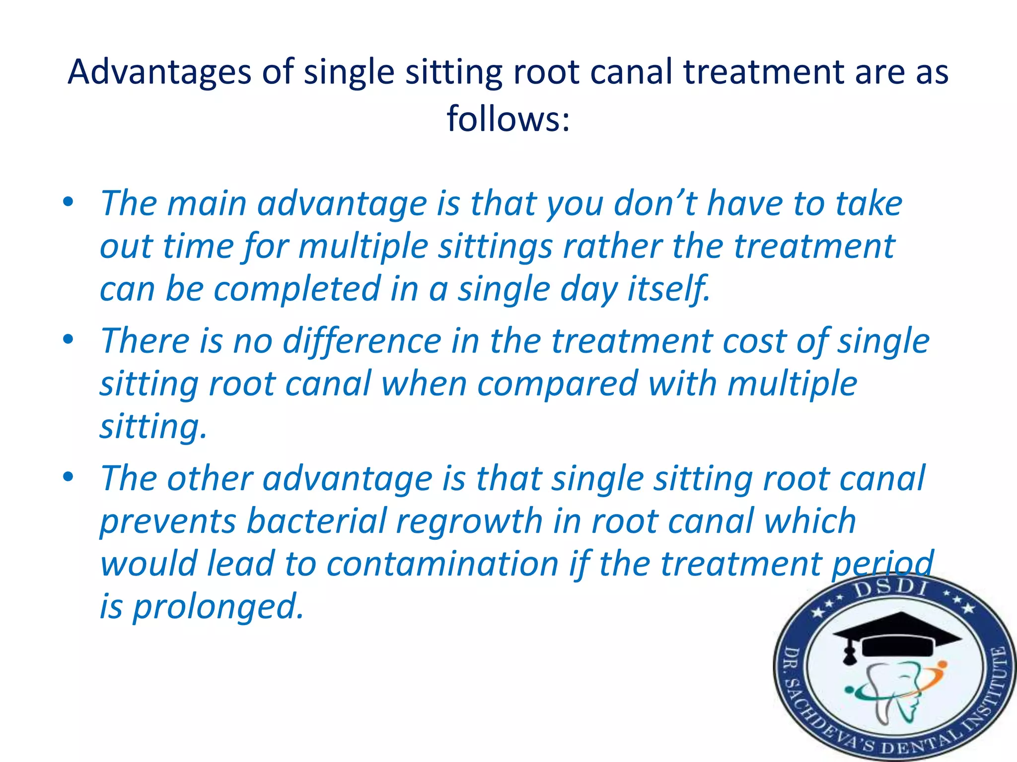 Single sitting root canal treatment. | PPTX
