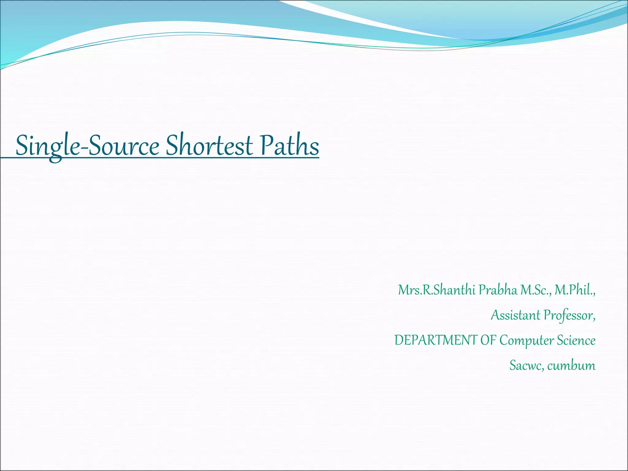 Single Source Shortest Pathppt Science