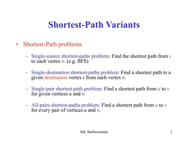 SINGLE-SOURCE SHORTEST PATHS | PPT