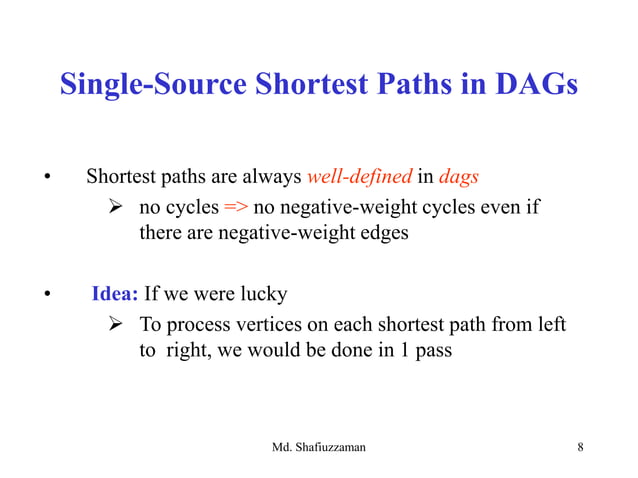 SINGLE-SOURCE SHORTEST PATHS | PPT