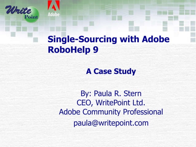 Single-Sourcing with RoboHelp 9: Presentation by WritePoint | PPS