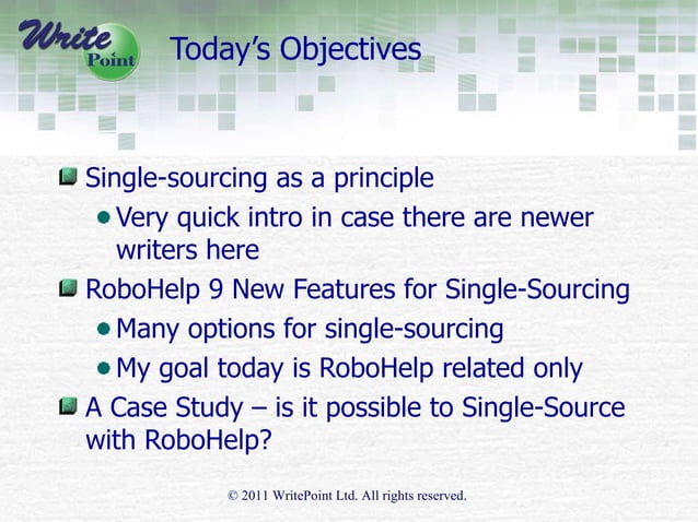 Single-Sourcing with RoboHelp 9: Presentation by WritePoint | PPS ...