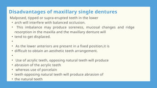 Single special denture a type of complete denture | PPT