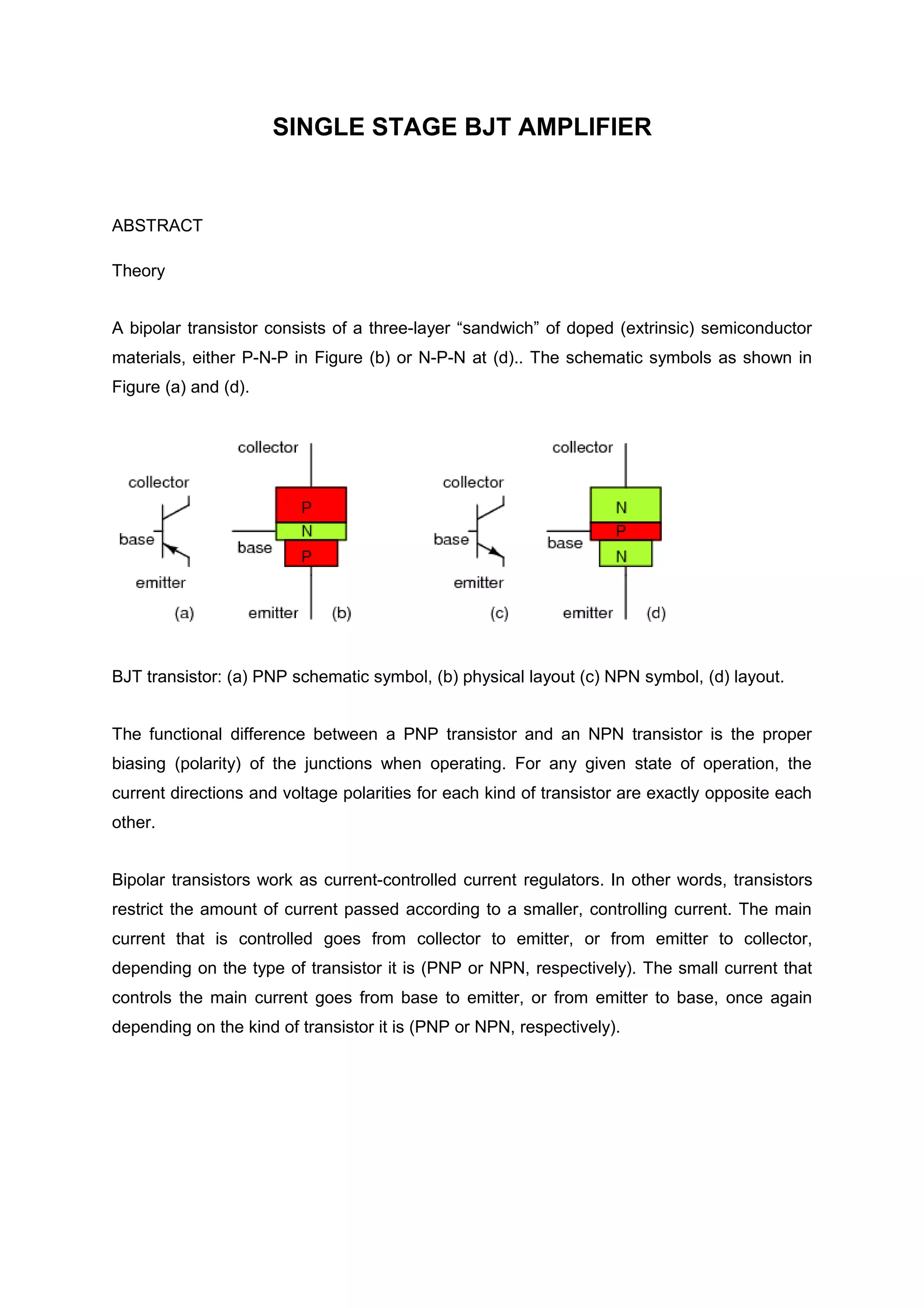 Single stage bjt amplifier. experiment 6 | DOC