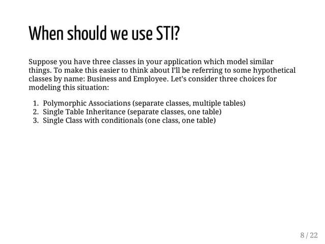 Rupicon 2014 Single table inheritance | PPT