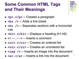 basic knowledge of html which is related to frontend web development ...