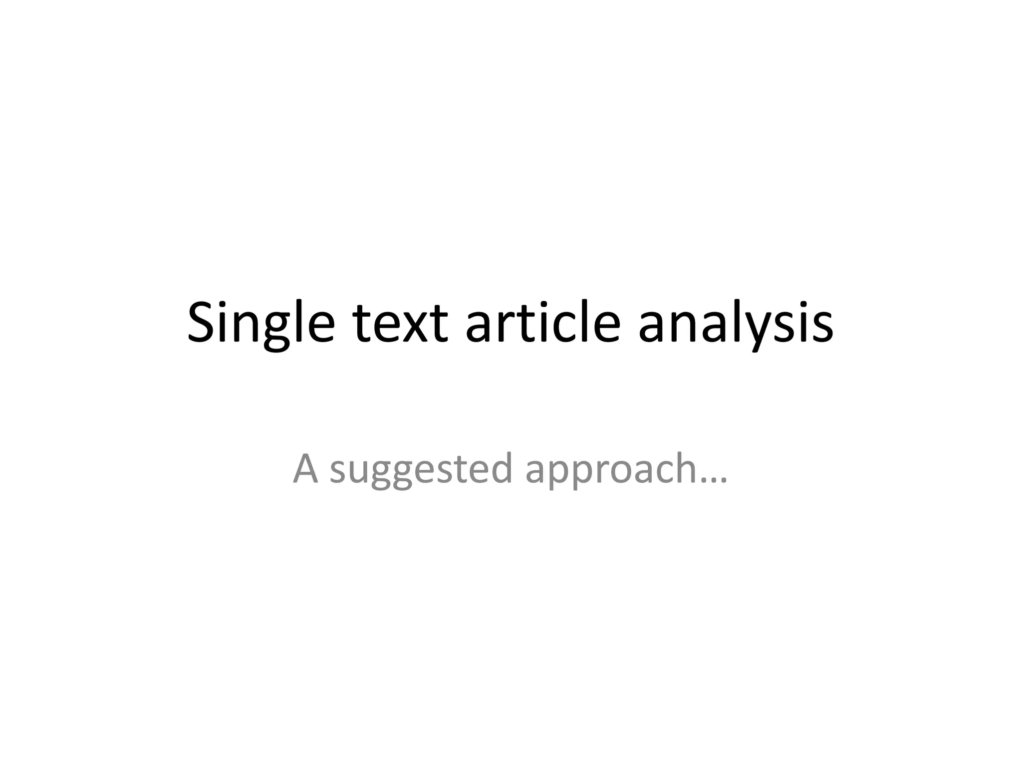 Single text article analysis how to | PDF