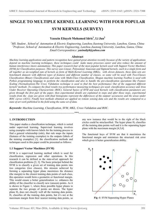Single to multiple kernel learning with four popular svm kernels (survey) | PDF