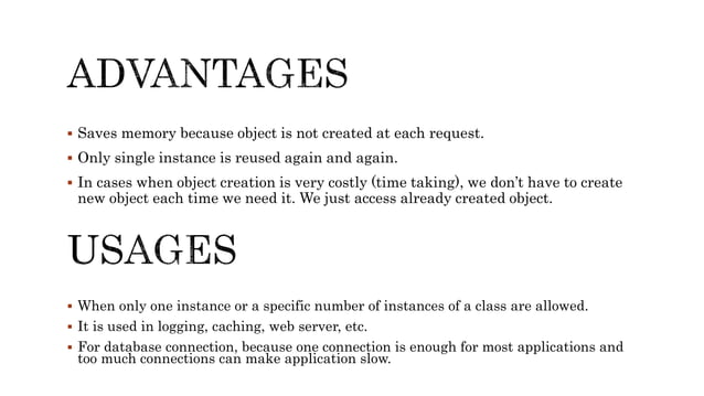 Singleton Design Pattern Creation Pattern Ppt