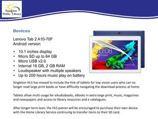 Singleton Public Library's Home Library Service | PPTX | Tablets and E ...