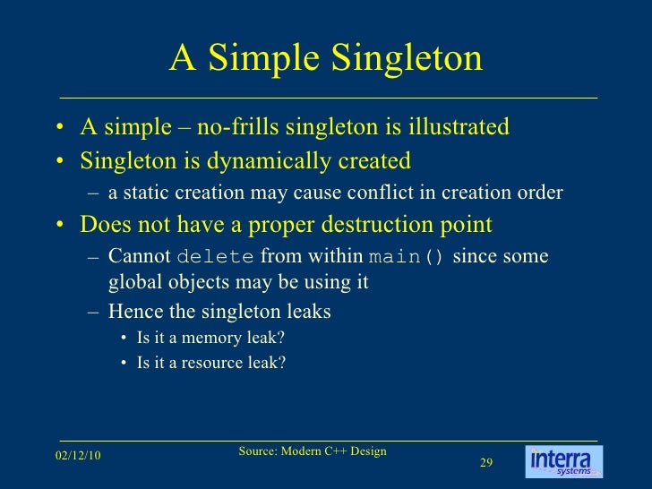 Singleton Object Management