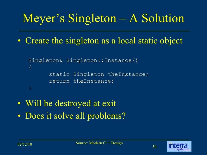 Singleton Object Management 8948