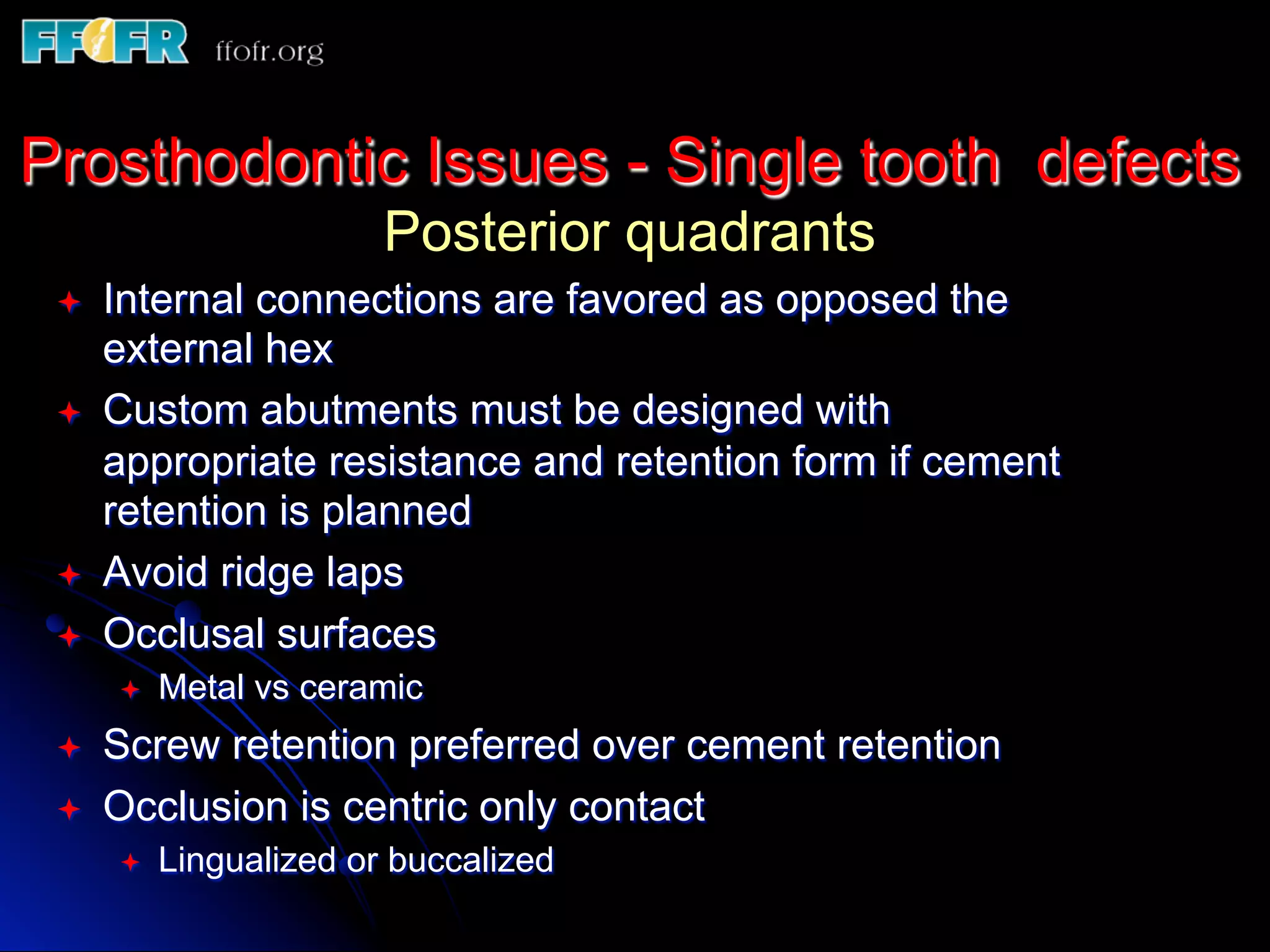 Single tooth defects in the posterior quadrants | PPT