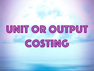 Single:unit costing by Dr Mamata Rathi | PDF