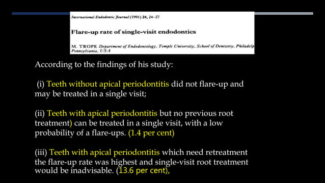 Single visit endodontics | PPTX | Dental Health | Diseases and Conditions