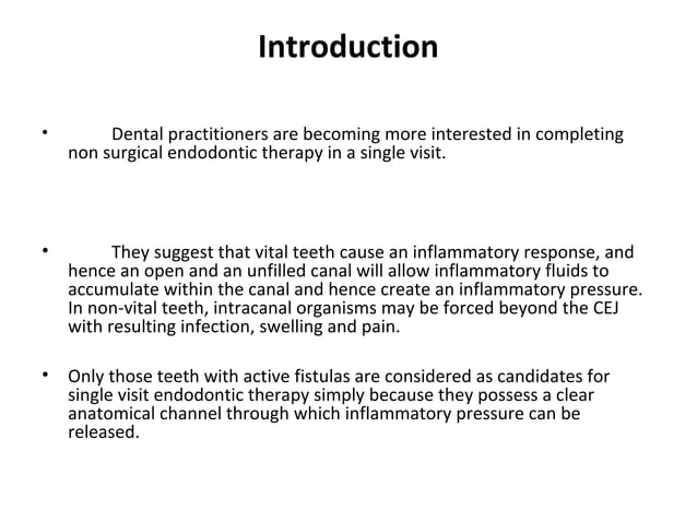 Single visit endodontics | PPT | Dental Health | Diseases and Conditions