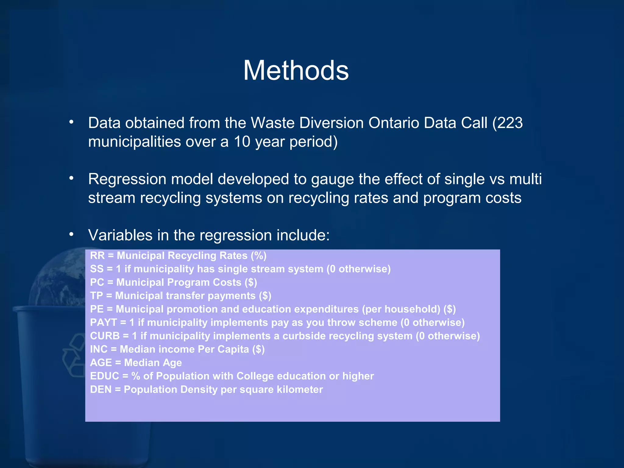 A comparison of single and multi stream recycling systems in Ontario | PPT