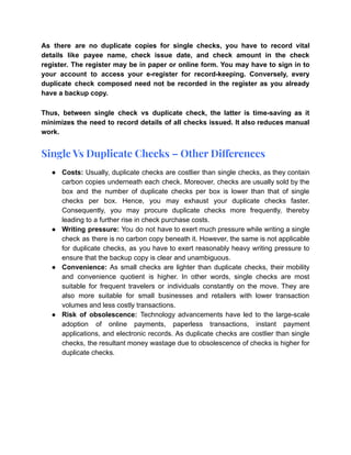 Single vs duplicate checks – which is better know the differences ...