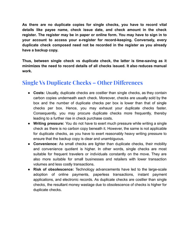 Single vs duplicate checks – which is better know the differences ...