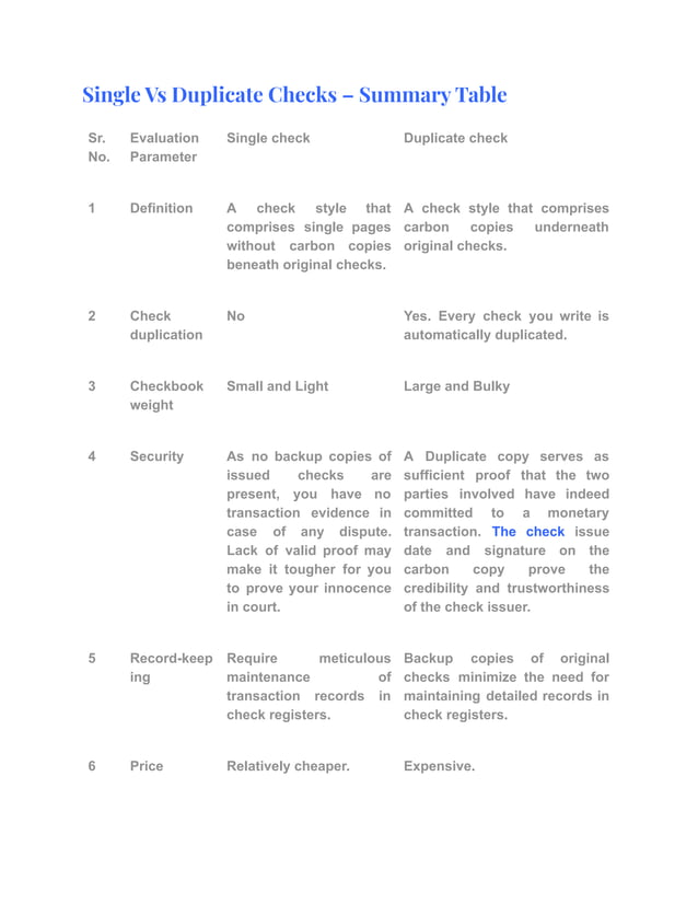 Single vs duplicate checks – which is better know the differences ...