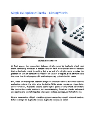 Single vs duplicate checks – which is better know the differences ...