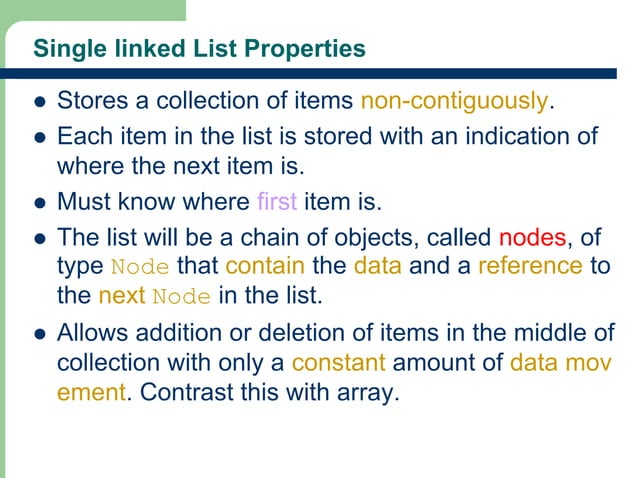 Singly link list | PPT | Programming Languages | Computing