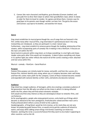 Sing street - acts | DOCX