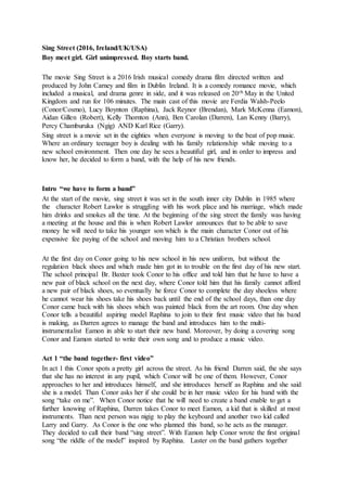 Sing street overview of narrative | DOCX