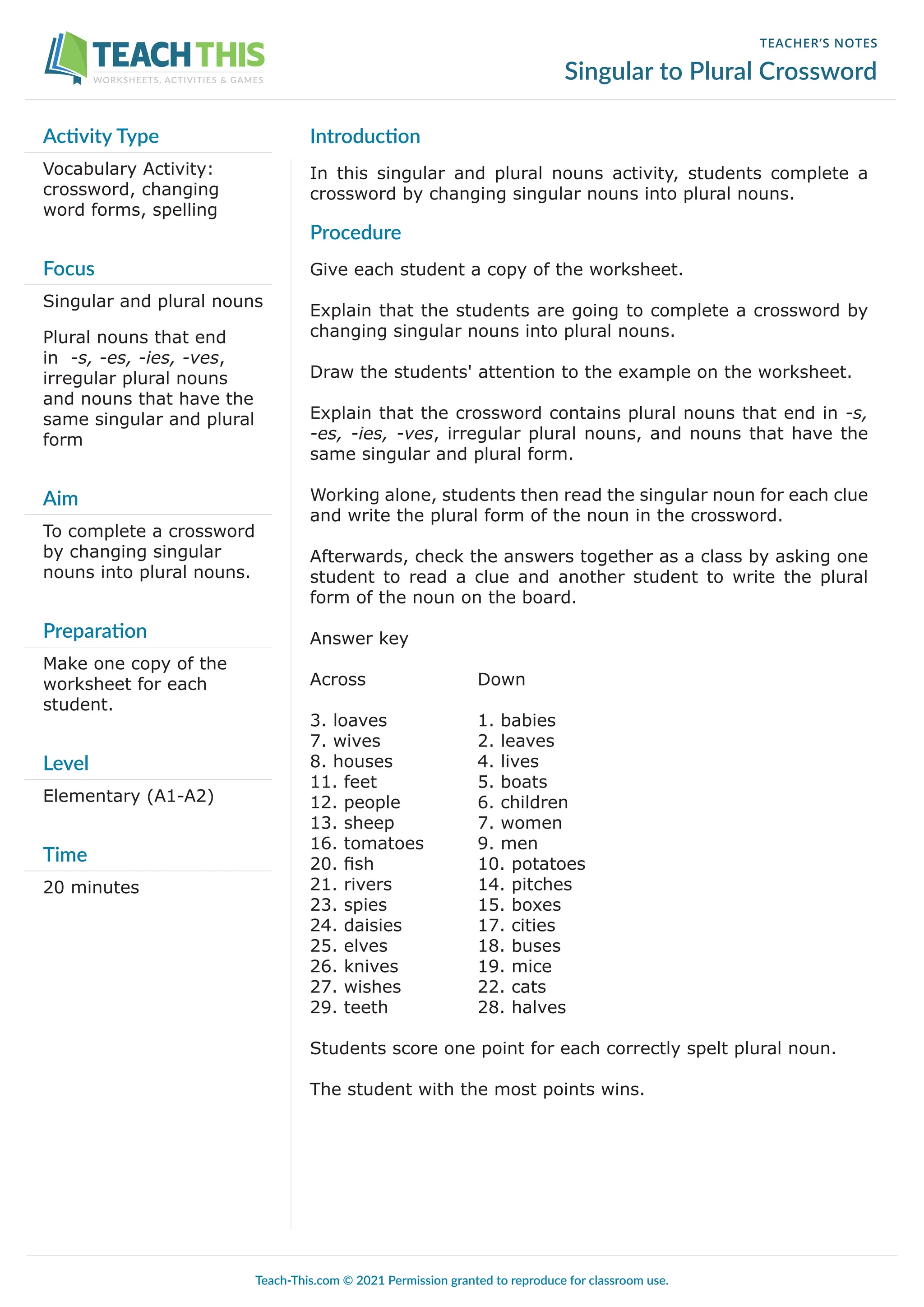 singular-to-plural-crossword ejercicios.pdf