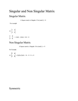 Singular and non singular matrix | DOCX