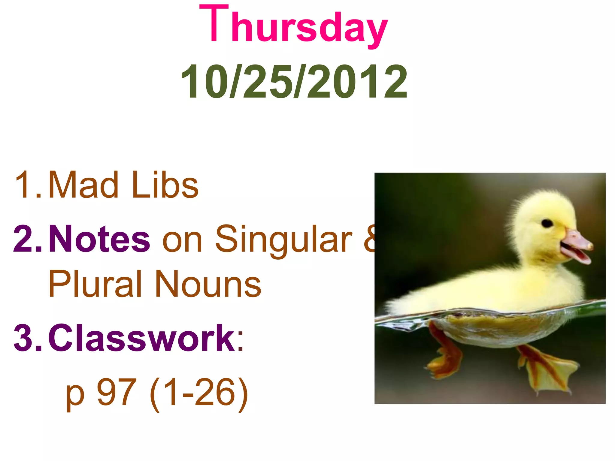 Singular and Plural nouns- Unit 2 | PPT