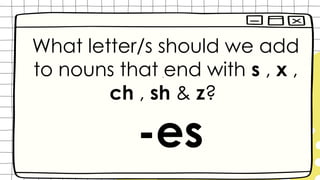 SINGULAR AND PLURAL NOUNS and examples.. | PPT