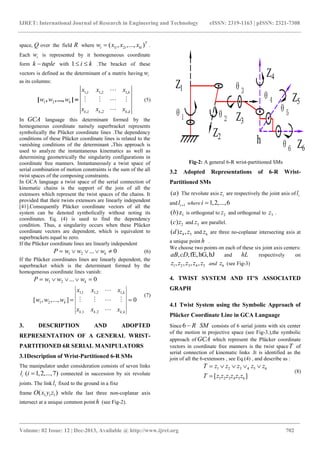 Singularity condition of wrist partitioned 6-r serial manipulator based on grassmann-cayley ...