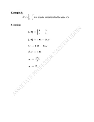 Singular matrix | PDF