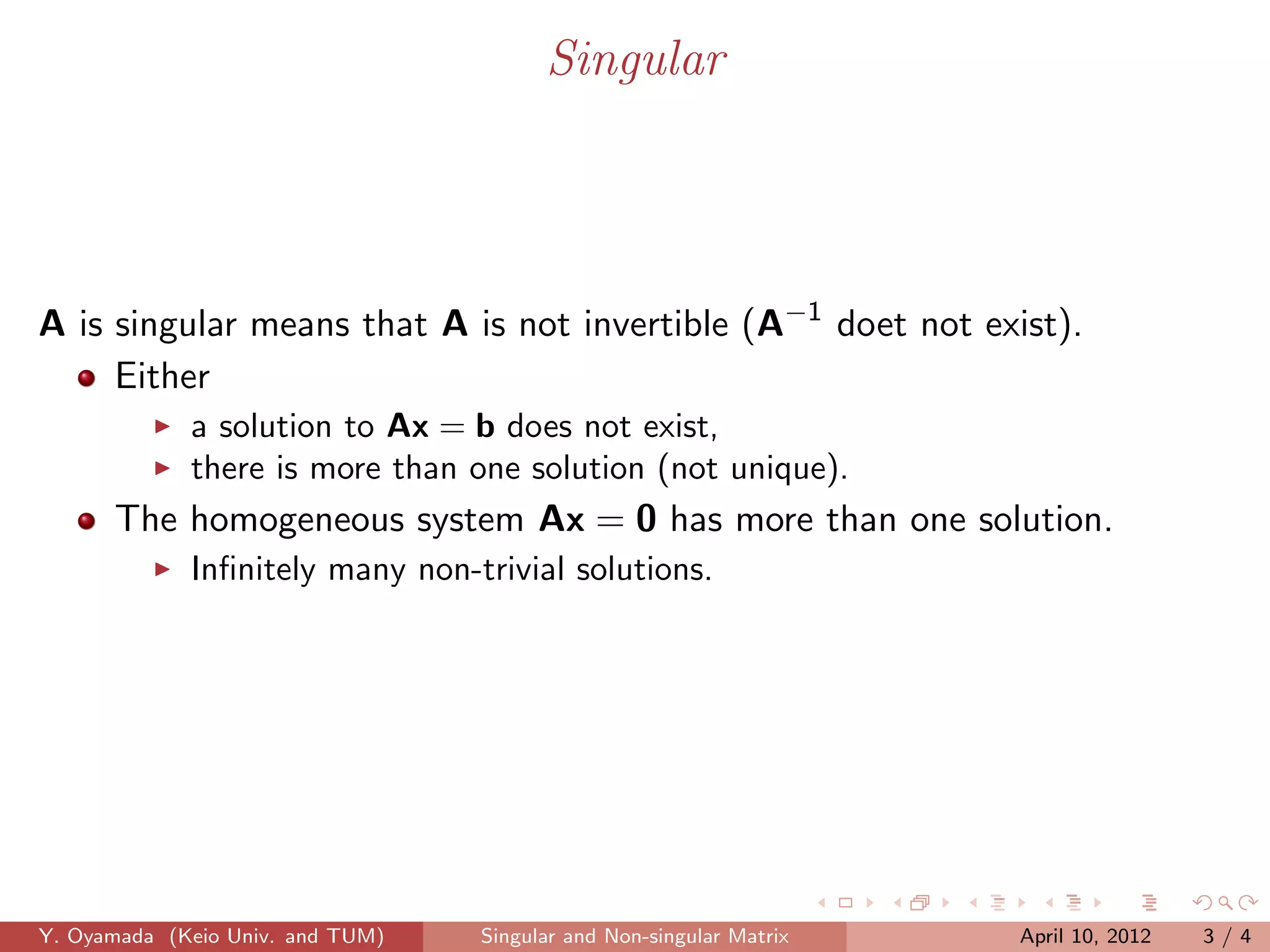 Comparison Singular and Non-singular | PDF